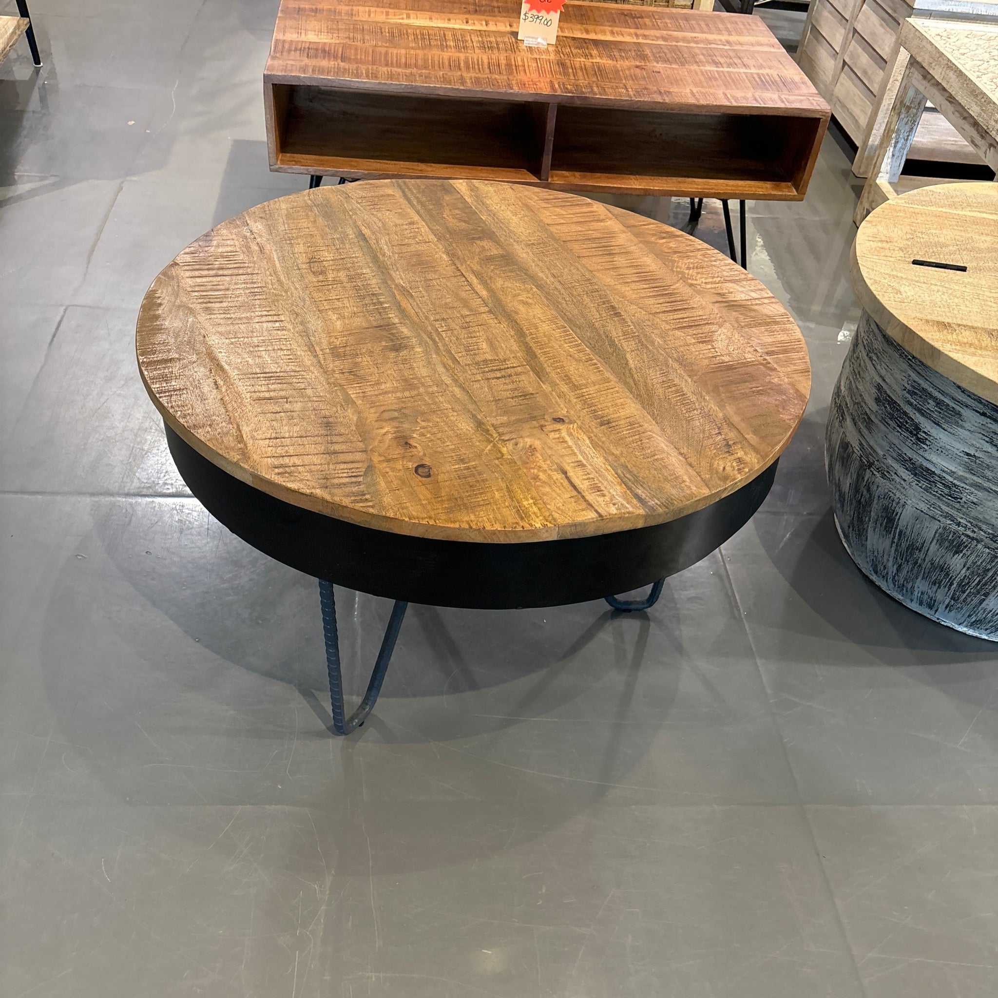 Saria round mango wood coffee table | Wicker Emporium