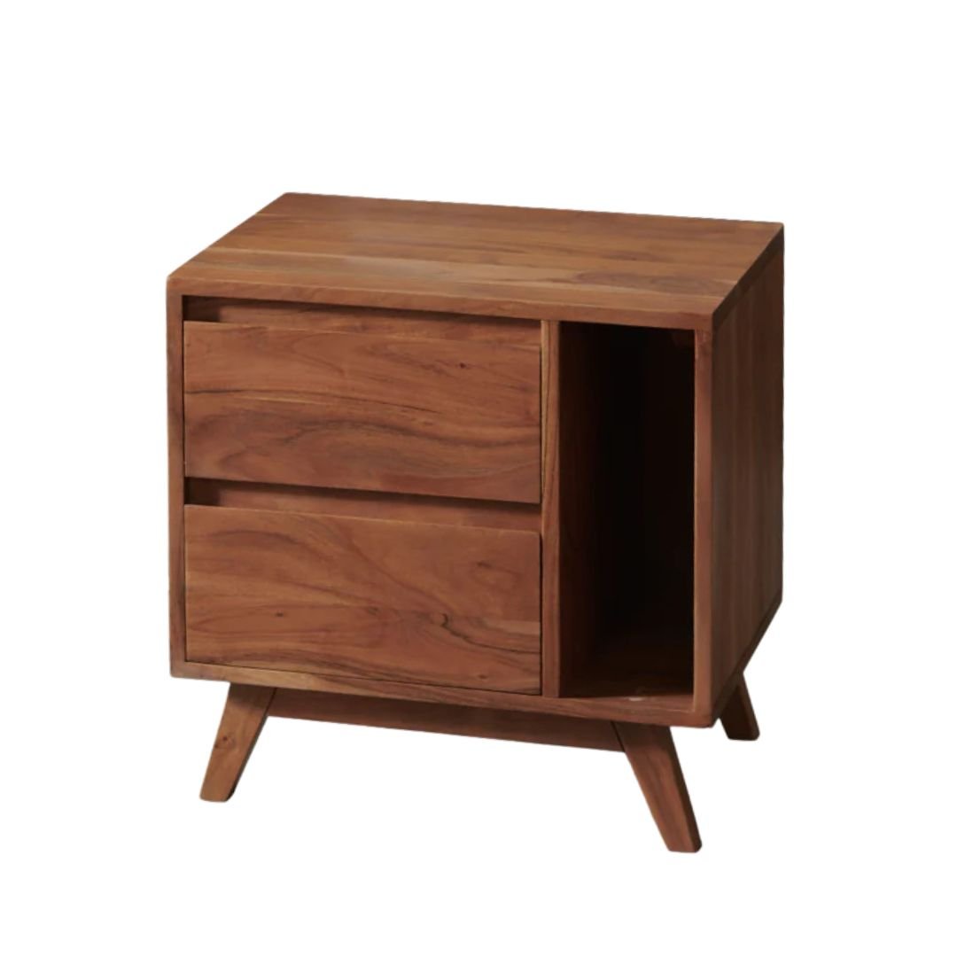OSAKA Acacia Wood Nightstand – Mid-Century Design & Timeless Elegance ...