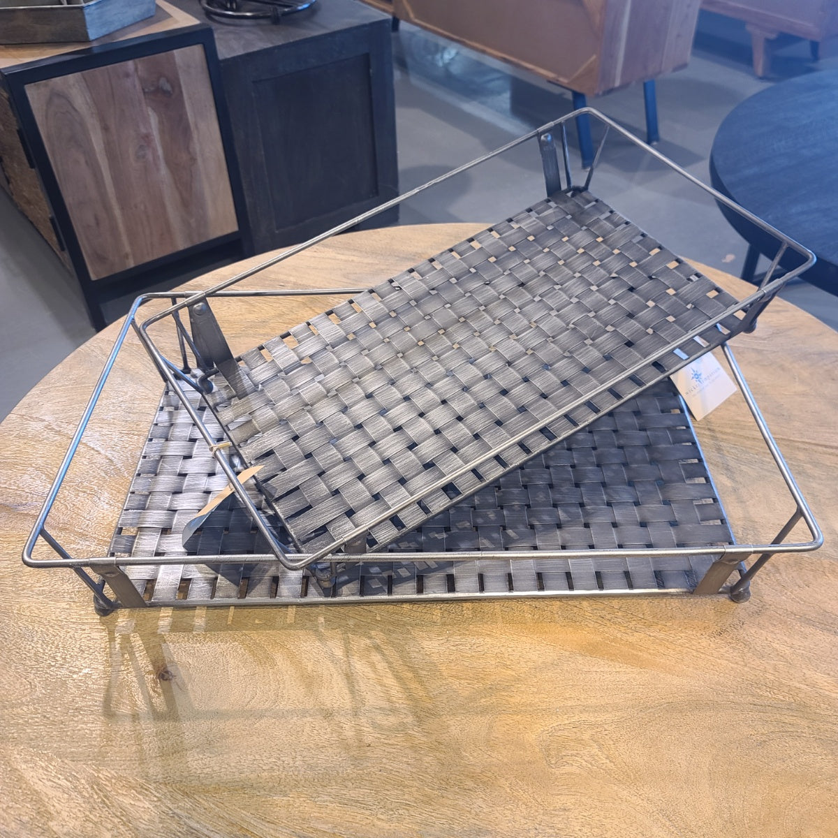 Gunmetal Gray Woven Iron Trays – Wicker Emporium