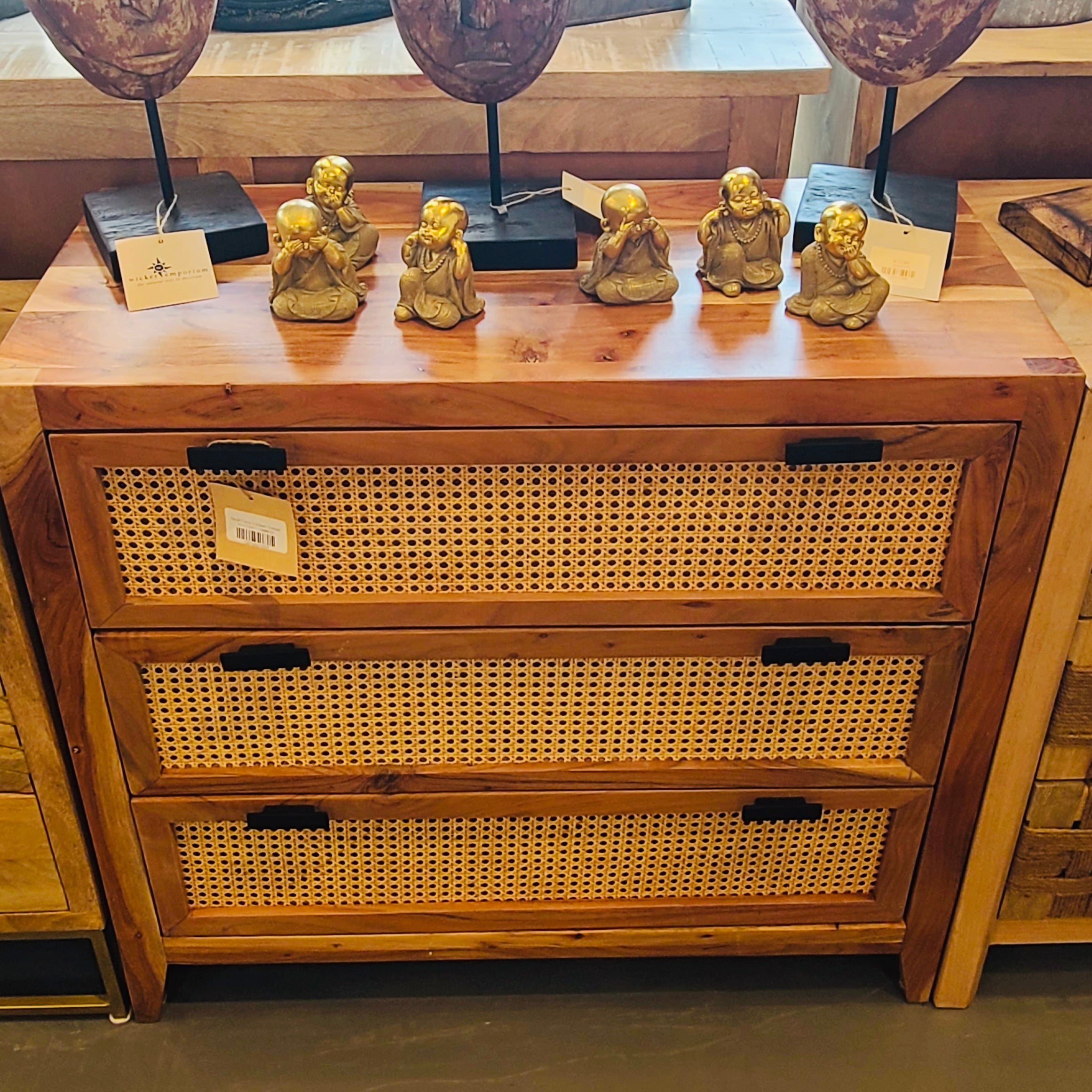 Sarah Cane 3 drawer Dresser – Wicker Emporium